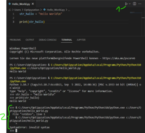 Python Schnellstart mit VS Code (Windows) - Optipyzation